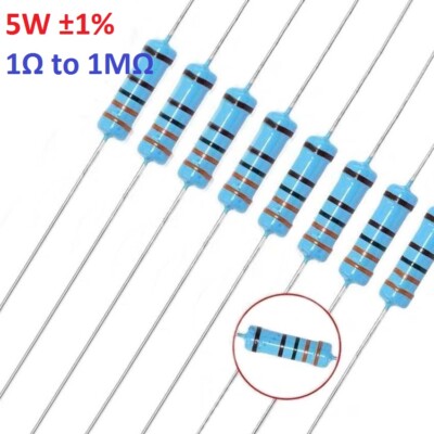 5PCS 5W Big Power Metal Film Resistor ±1%- Full Range of Values (1Ω to ...