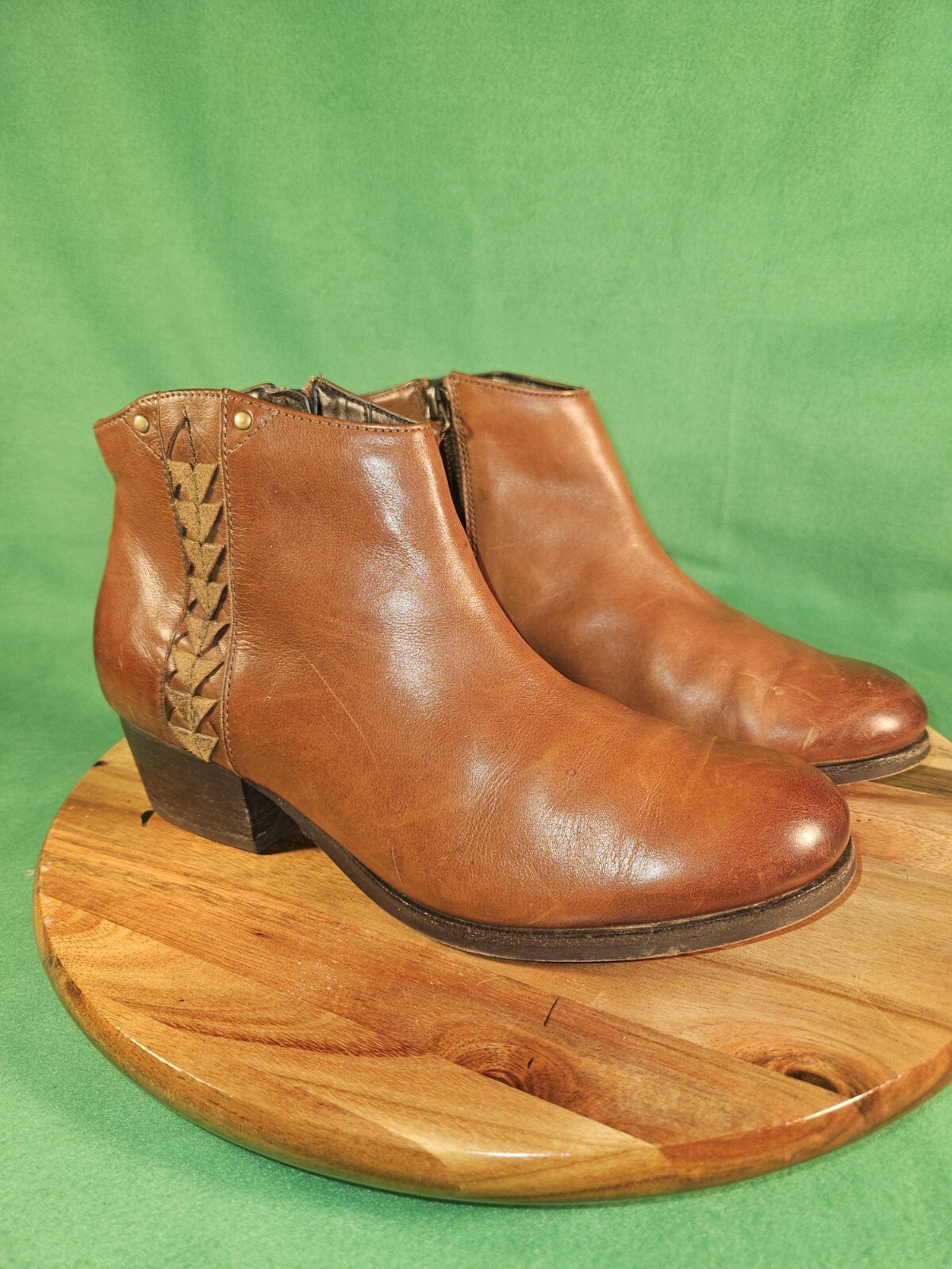 Women Clarks Artisan 16501 Side Zip Brown Leather Block Heel Ankle ...