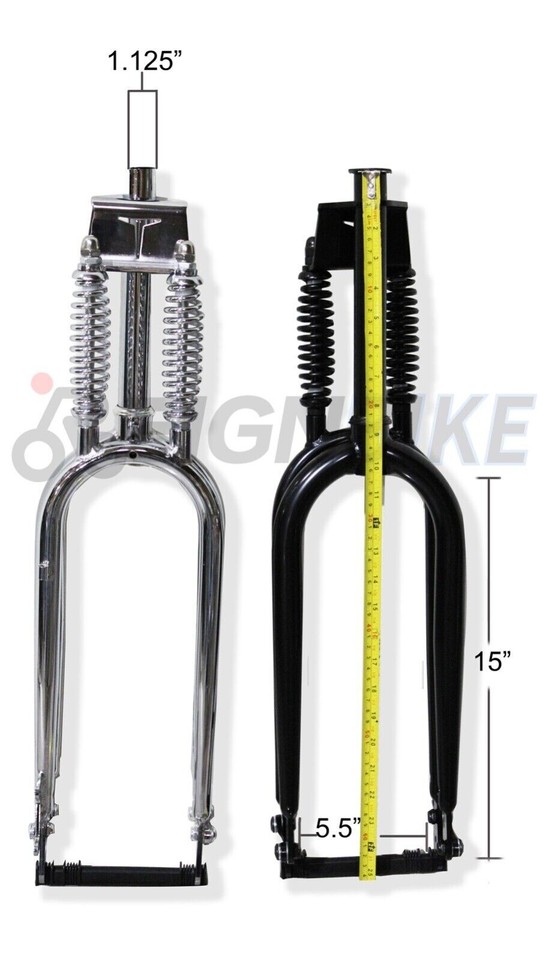 1-1/8" Chrome Bicycle Fork 26" x 4" Dual Springer Classic Disc Brake ...