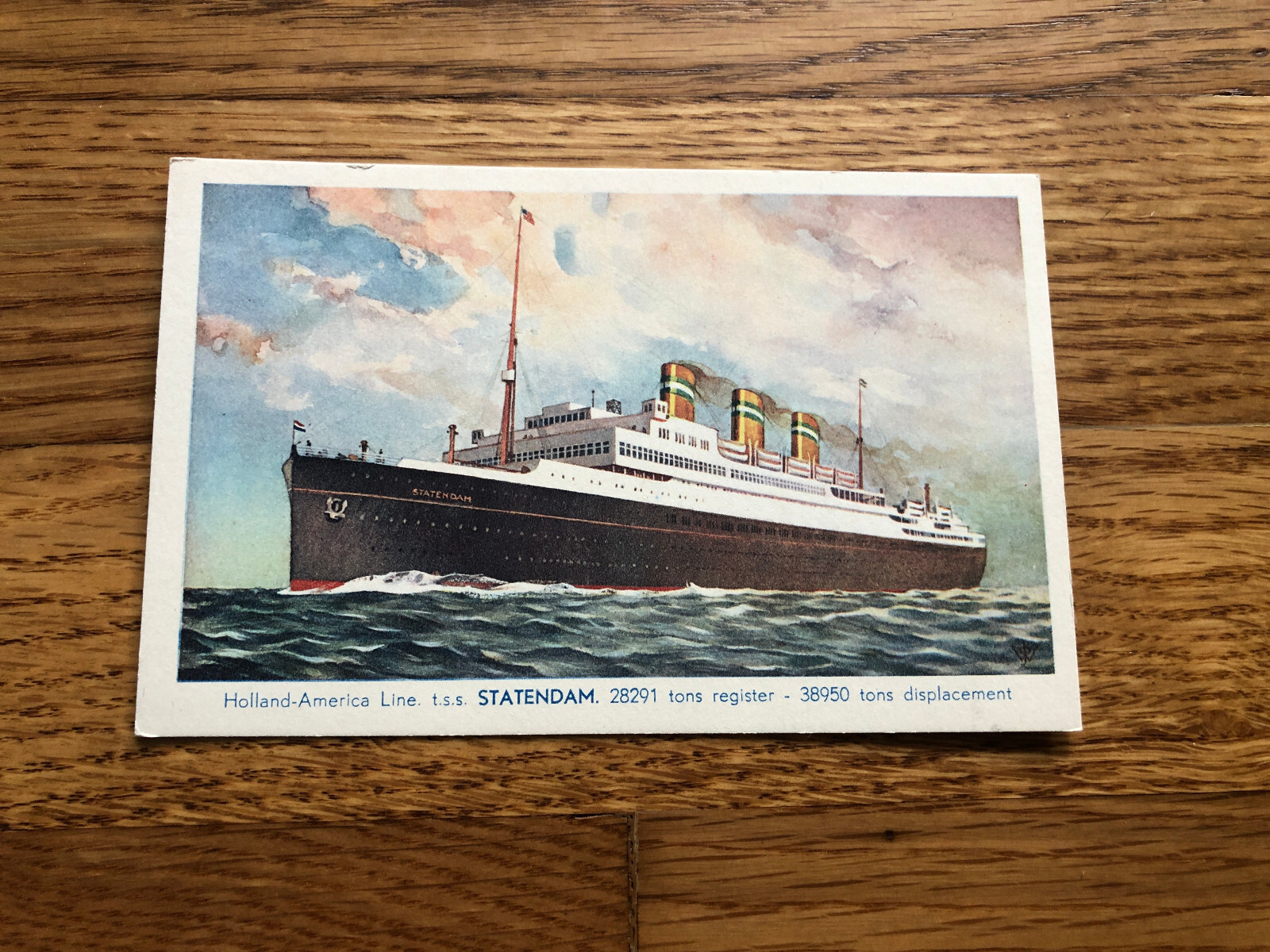 ss Statendam of 1929 Artist Rendering Card at Sea / Holland America HAL ...
