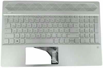 HP Pavilion 15-CW 15-CS Palmrest Cover Keyboard German Silver Backlit ...
