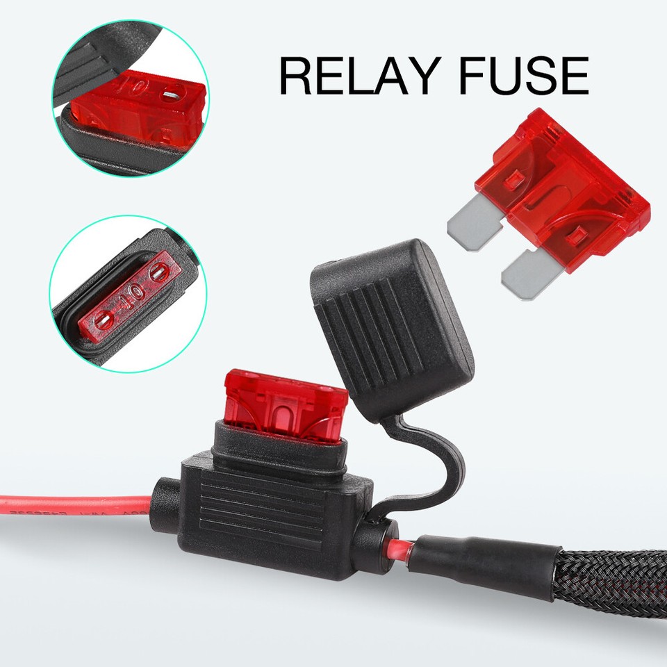 Wiring Harness Kit LED Light Bar Pods 40Amp Relay Fuse ON-Off Switch 2 ...