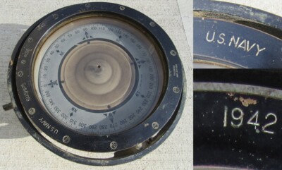 LARGE antique compass 1942 US NAVY WW2 WWII battleship boat ship BECK ...