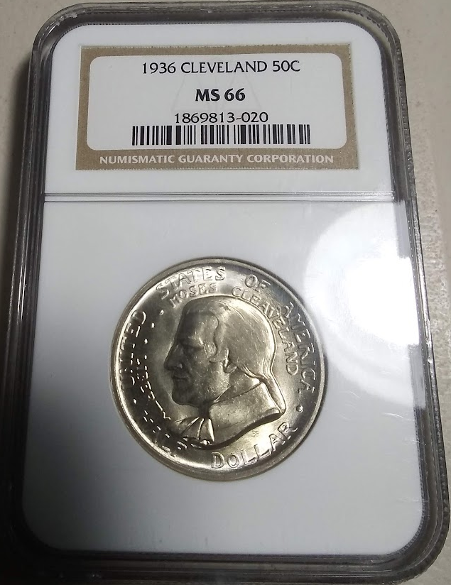 :1936 50C Moses Cleveland Commemorative Half Dollar Near Superb NGC ...