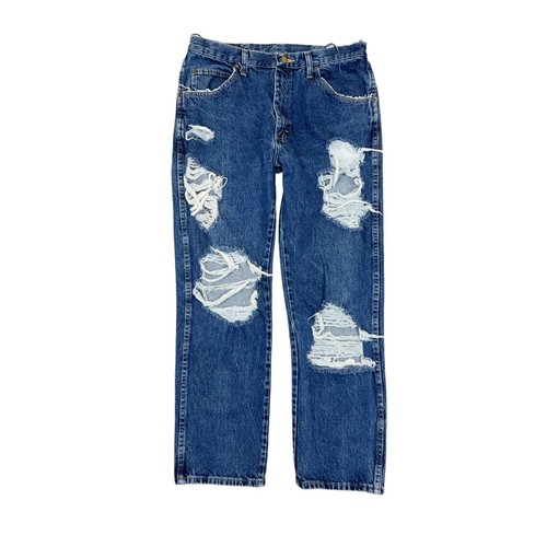 Wrangler Men’s Straight Leg Ripped Thrashed Heavily Distressed Jeans ...