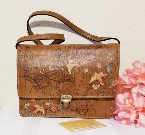 PATRICIA NASH LAURENTINA FLORAL MAP PRINT Italian LEATHER CROSSBODY BAG ...
