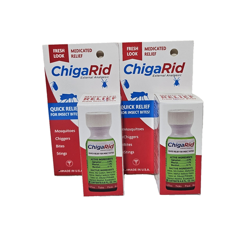 (2) CHIGARID LIQUID 0.5oz insect bites chigger pain & itching EXP 01/ ...