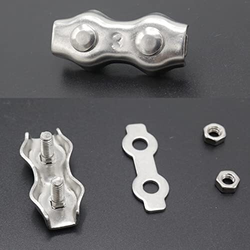 20pcs M3 Stainless Steel Duplex Wire Rope Clip Cable Clamp Double Bolt ...