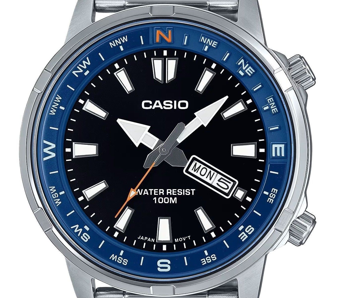 Casio Rotating Compass Ring Steel Black Dial Quartz MTD130D-1A2V 100M ...