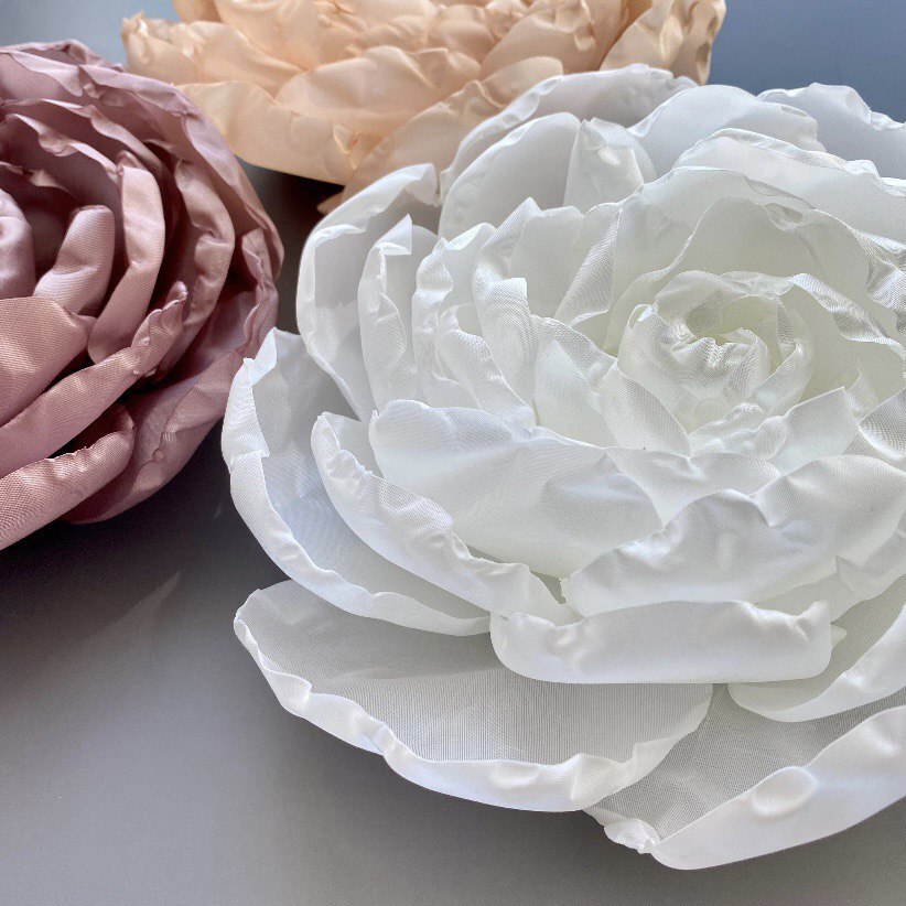 SET of 2 Extra large ivory ROSE brooch Oversized textile brooches Gift ...