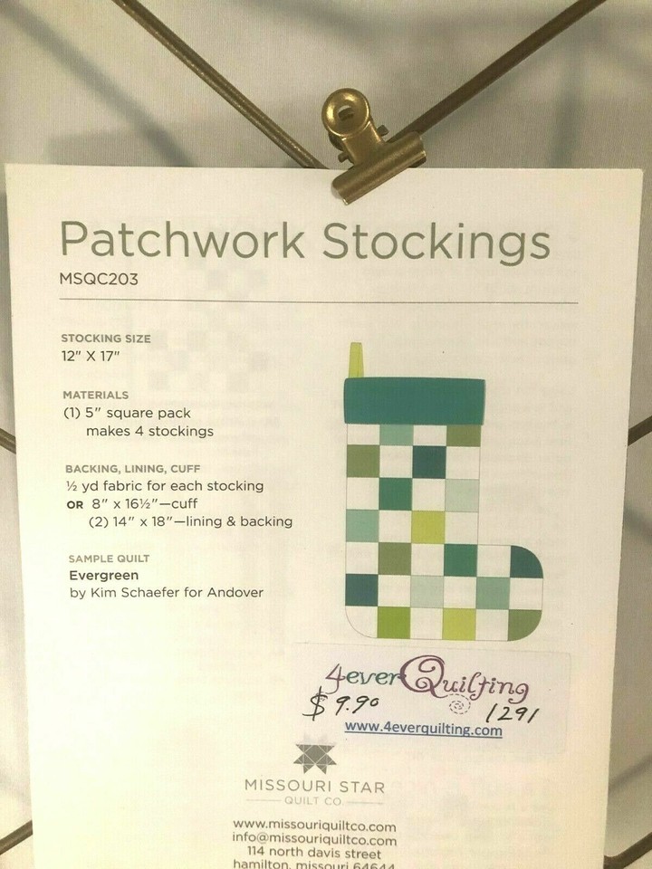 Patchwork Stocking Pattern for 5" Squares New by Missouri Star Quilt Co ...