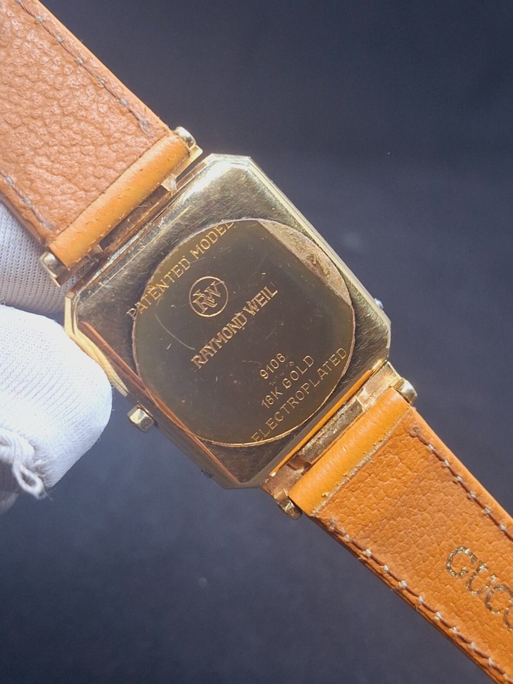 RAYMOND WEIL 9108 Tank Style Metallic Dial Vintage 1980s Unisex Swiss ...