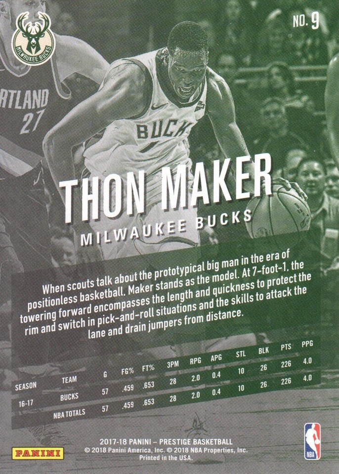2017-18 Prestige Basketball #9 Thon Maker | eBay
