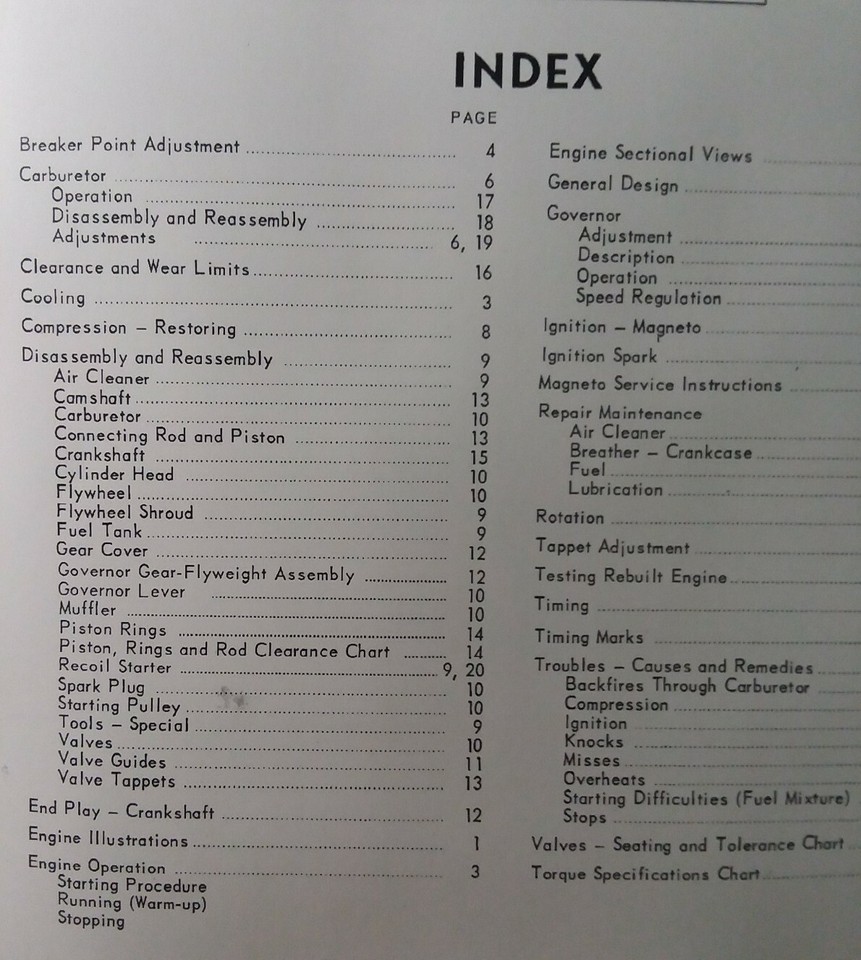 Wisconsin Robin EY18-3W 4.5 hp Gasoline Horizontal Engine Service ...