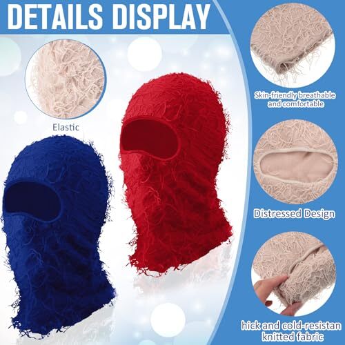 18 Pieces Distressed Balaclava Bulk Full Face Knitted Balaclava Solid ...