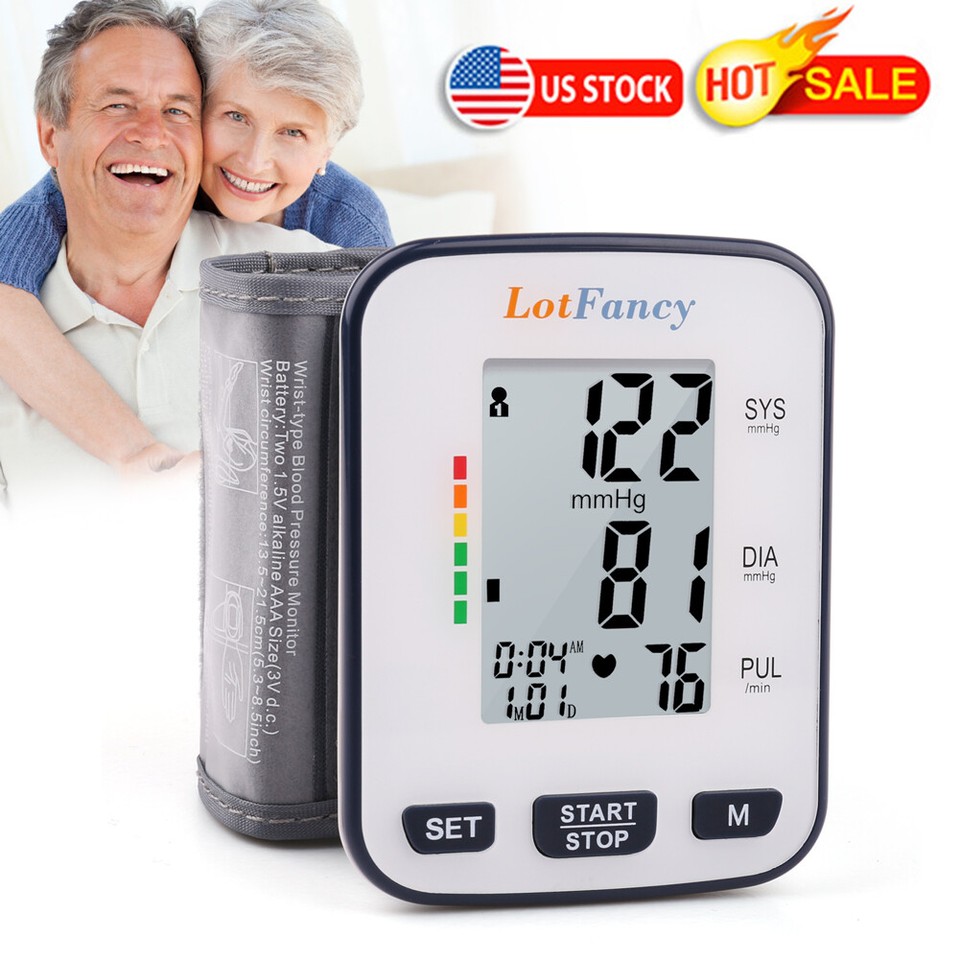 Automatic Digital Wrist Cuff Blood Pressure Monitor BP Machine Gauge ...