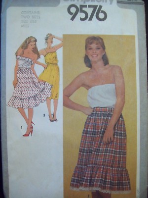 Vintage Simplicity Pattern 9576 Strapless Top Ruffle Skirt Sizes 6-8 UC ...