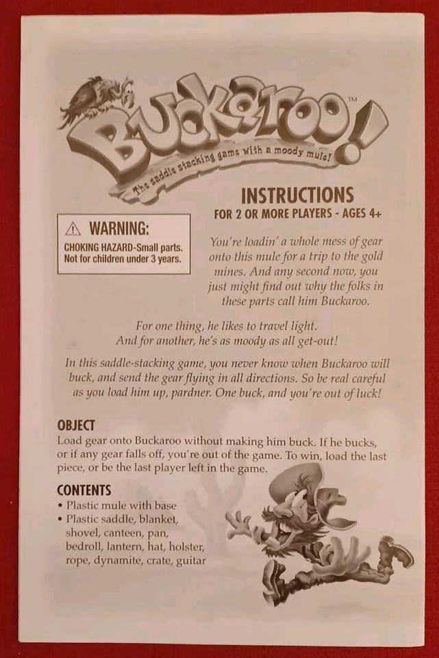 2004 Milton Bradley MB Buckaroo! Saddle Stacking Board Game COMPLETE | eBay