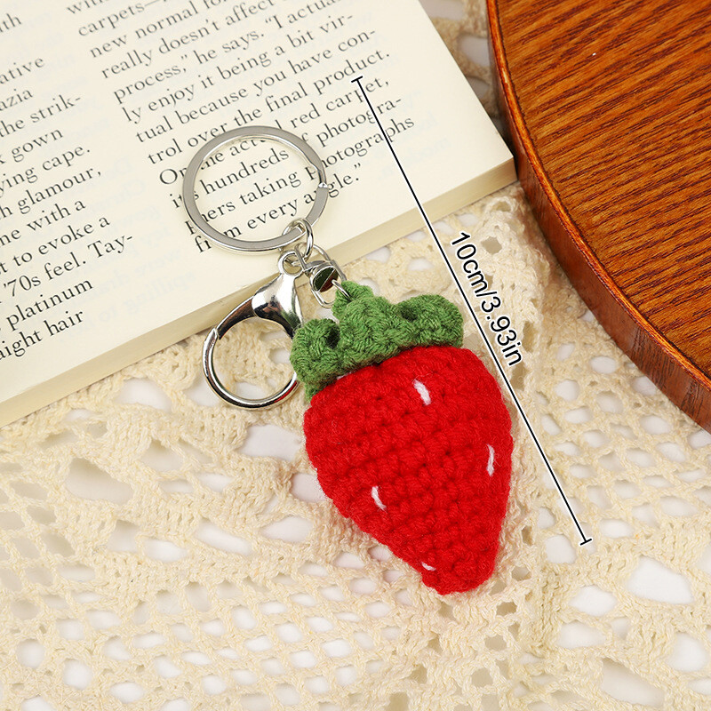 Handmade Knitted Keychain Keyring Crocheted Fruit Pendant Handbag ...