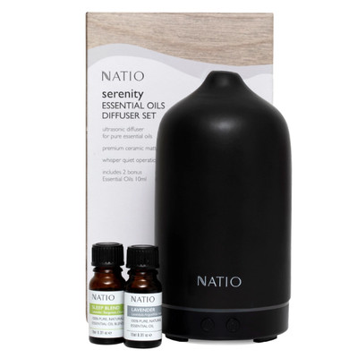 Natio Serenity Diffuser & Essential Oils Gift Set Black | eBay
