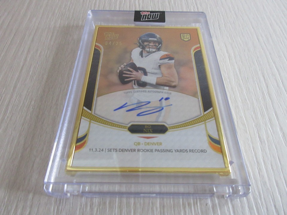 2024 Topps Now NFL Bo Nix Rookie Campaign ON CARD AUTO Gold HOLO SSP 04 ...