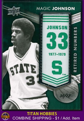 2014-15 Upper Deck Lettermen Basketball #MJ Magic Johnson Spartans ...