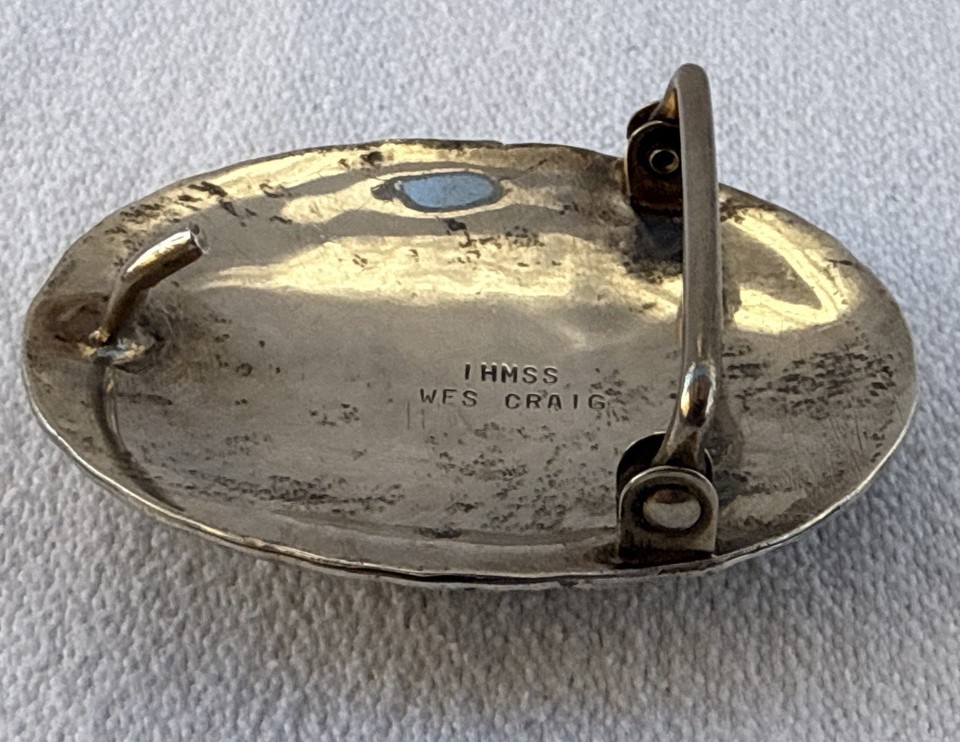 Vintage Navajo Handmade Sterling Silver Turquoise Belt Buckle Wes Craig ...