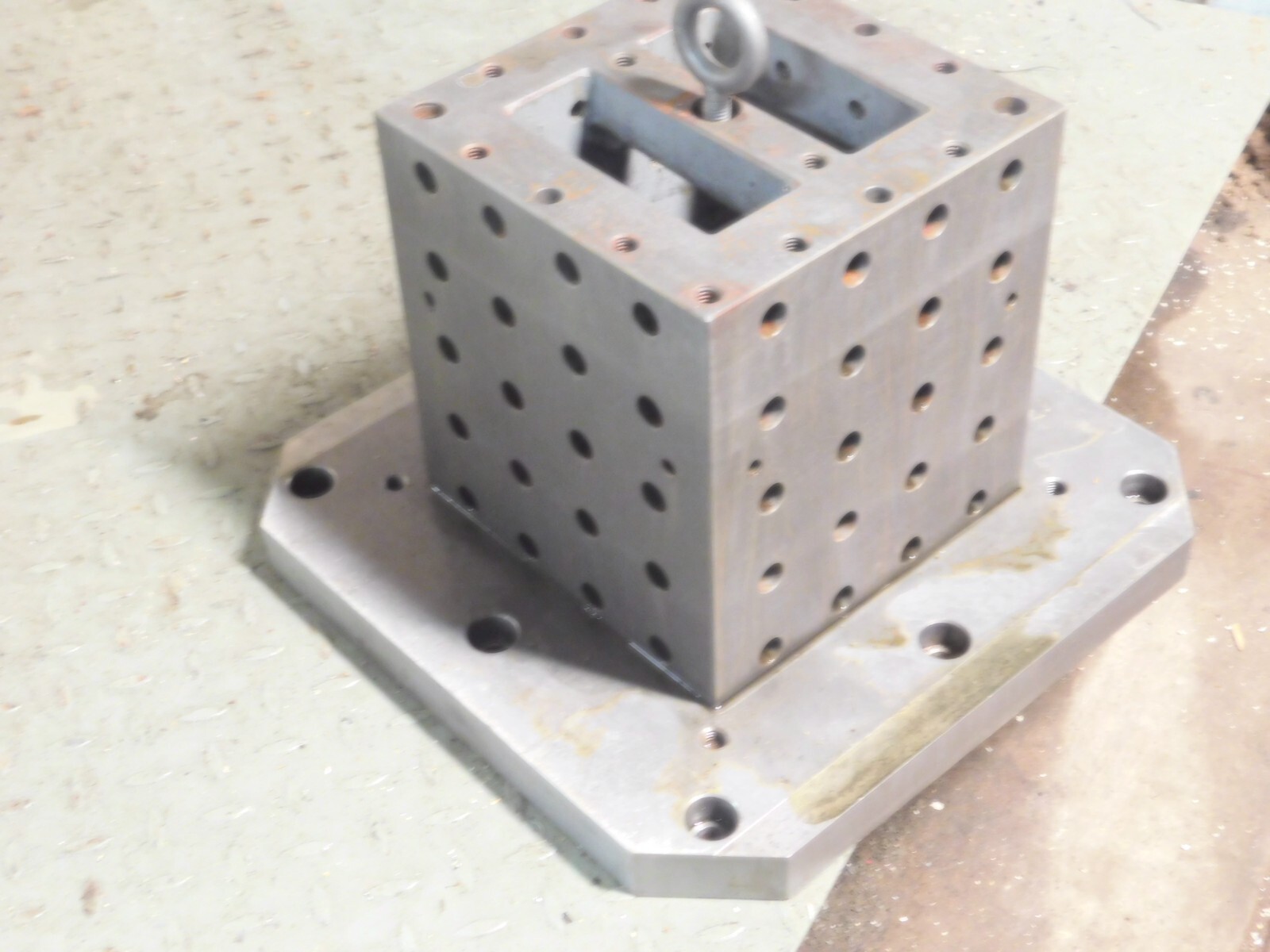 4 Sided Cast Iron CNC Tombstone 9" x 9" x 10.5" O/A Height 16" Square ...