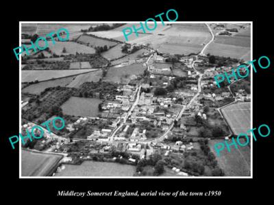 OLD POSTCARD SIZE PHOTO MIDDLEZOY SOMERSET ENGLAND TOWN AERIAL VIEW ...