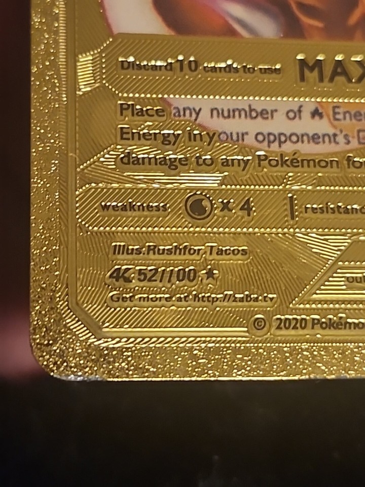 Charizard DX 52/100 Gold Metal Pokemon Card Max Wildfire HP500 | eBay