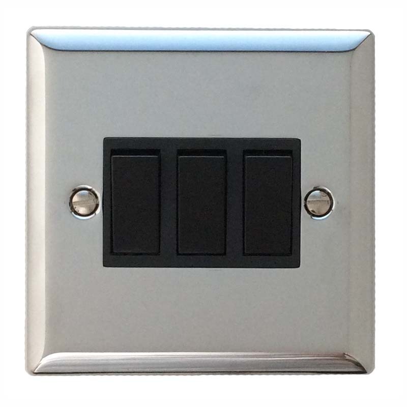 Volex Polished Chrome Light Switches and Electrical Sockets with Black ...