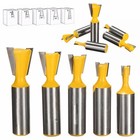 5Pc 8°and14° Dovetail Joint Router Bit Set 1/4" 1/2" 3/8" 5/8" 3/4" - 1 ...