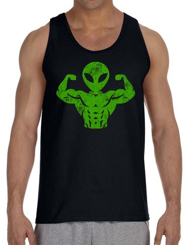 Men's Buff Alien Black Tank Top T-Shirt MMA Beast Fitness Powerlift Gym ...