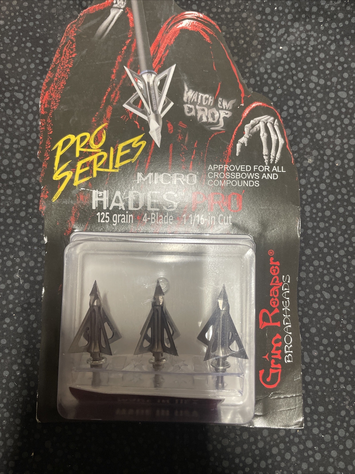 Grin Reaper Broadheads Pro Series Micro Hades 125 Grain 4-Blade 1 1/16 ...