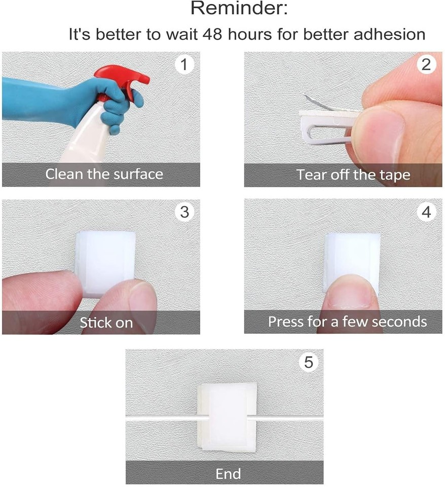 80pcs LED Light Strip Mounting Clips – Self-Adhesive Cable Holders 10mm ...