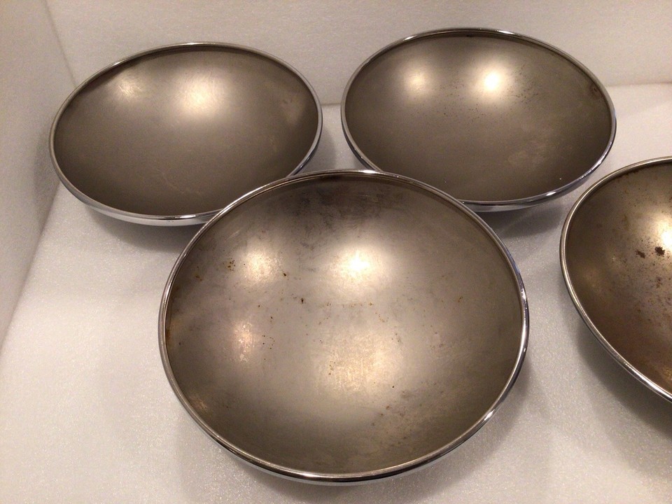 10 1/4" CHROME STEEL BABY MOON HUBCAPS SET OF 4,GREAT SHINE, NICE ITEM ...