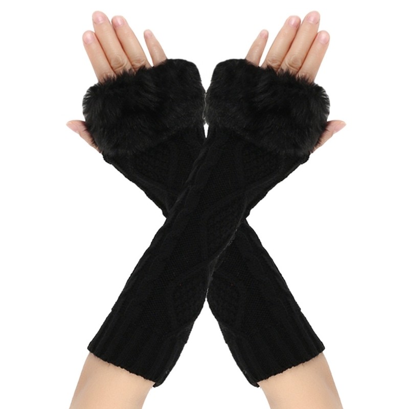 Keep Hand Warm Half Finger Glove Women Skiing Fingerless Mitten with ...