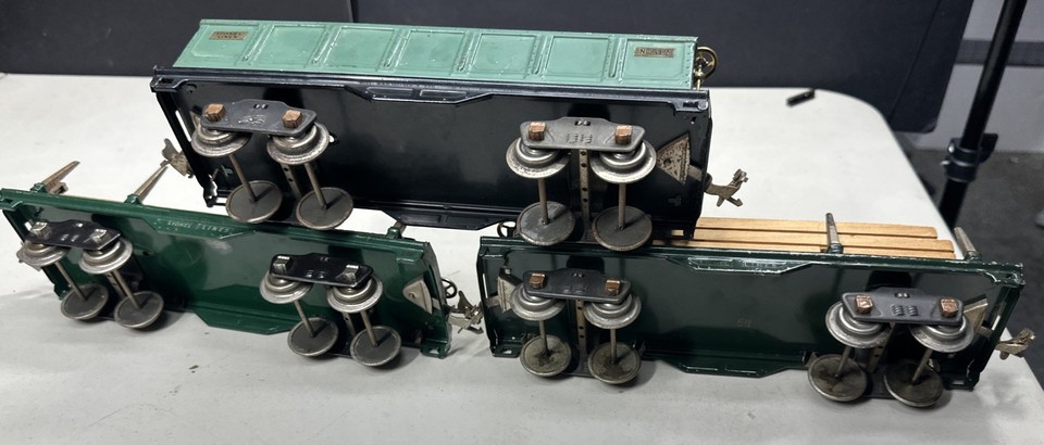 PRE WAR TWO LIONEL #511 & One 512 Gondola cars WITH WOOD LOAD STANDARD ...