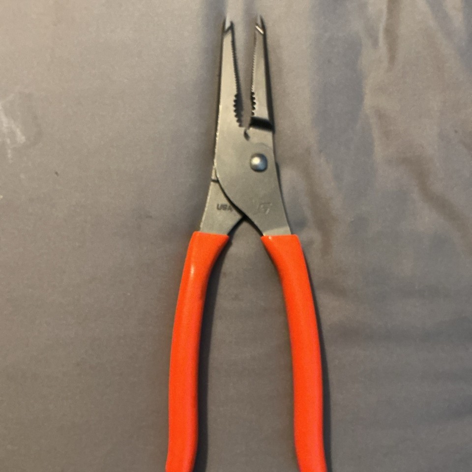 NEW Snap On LN47ACF 9" Needle Nose/Slip-Joint ORANGE Soft Grip Pliers ...