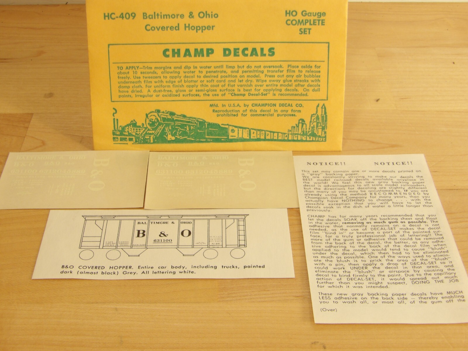 Champ Decals HO HC-409 Baltimore & Ohio Covered Hopper | eBay