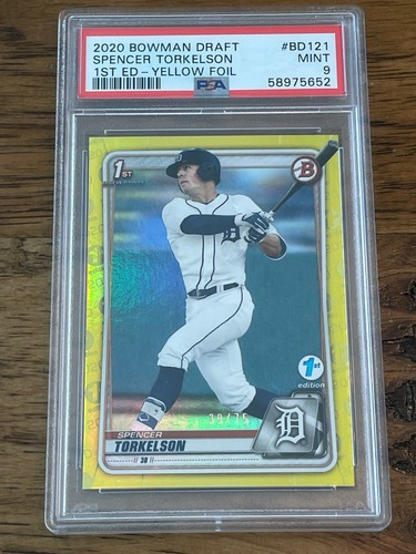 2020 Bowman Draft SPENCER TORKELSON BD121 1st Ed. Yellow Foil 39/75 PSA ...