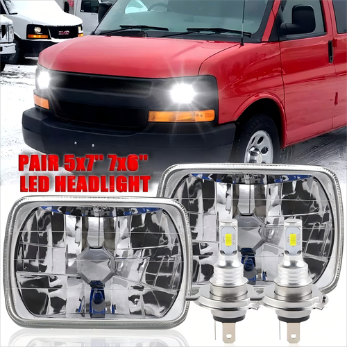 Pair 7X6" 5x7" LED Headlights for Chevy Express Cargo Van 1500 2500 ...