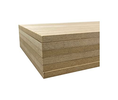 6 Pack Veneered MDF Double Sided Paulownia Wood,MDF Core,6.4mm 1/4th ...