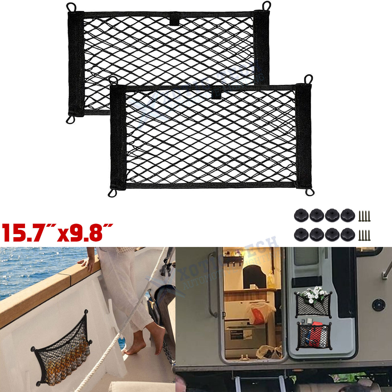 RV Boat Minivan Car Small Cargo Net Pocket Trunk Side Elastic Storage ...