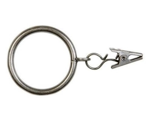 24 X Curtain Rod Rings And Pincer Clip Matt Chrome Internal Diameter ...