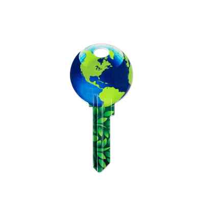 KW1 Fancy uncut House Key blank, Fun BIG GREEN EARTH design - FAST ...