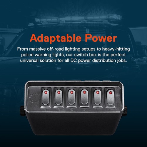 6 Gang 12V Rocker Switch Box 40 Amp Max 12 AWG Wires12 Volt DC SPST On ...