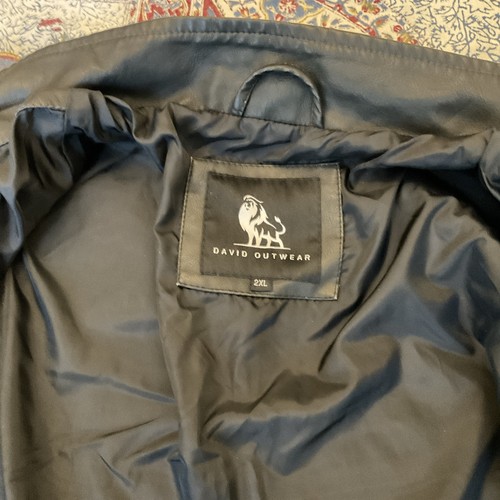 David Outwear men’s black brown leather Biker jacket 2XL Brand New with ...