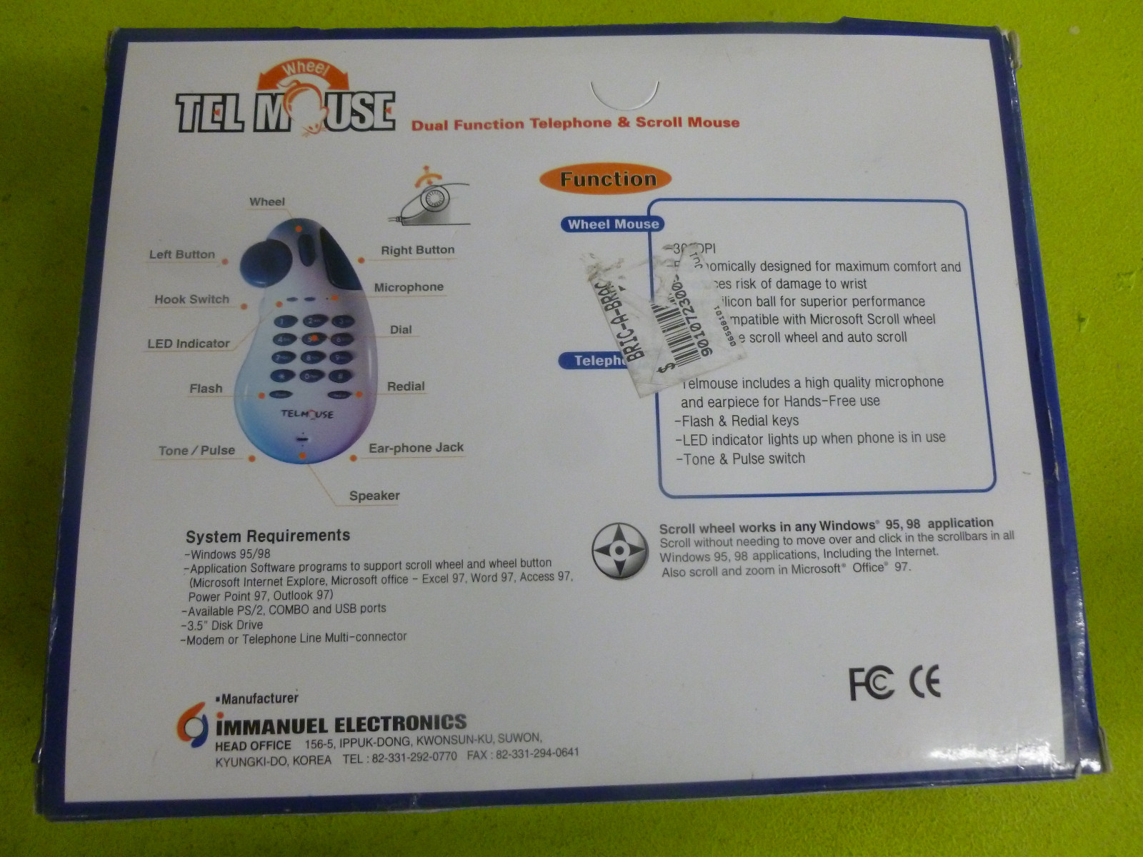 Immanuel Tel Mouse Telephone PS/2 Wheel Scroll Dual Function Dial ...