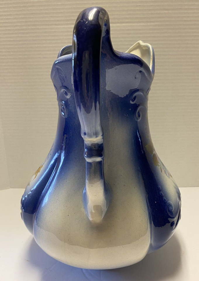 Antique RS Prussia Pitcher Blue And White w/ floral pattern very nice ...